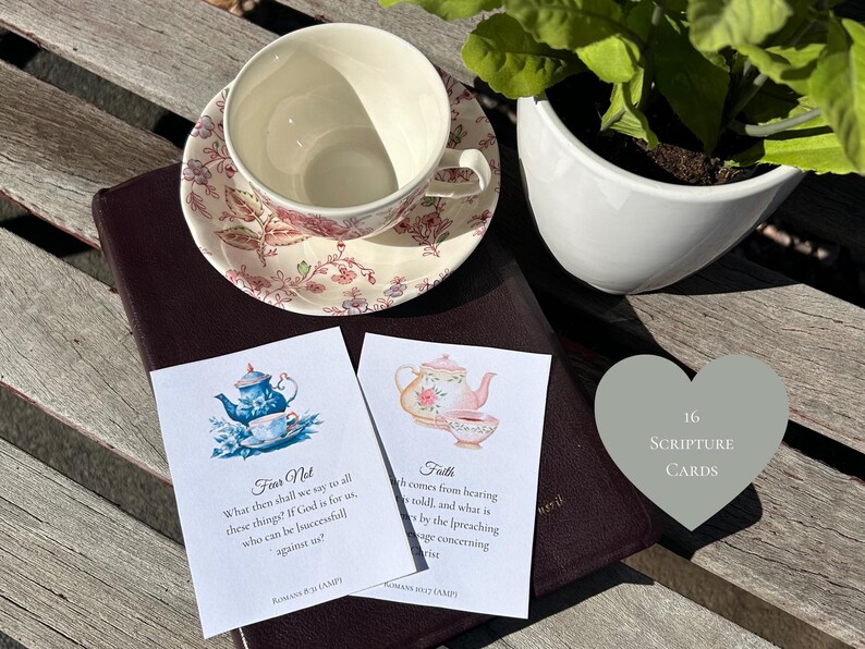 Tea Theme Scripture Cards: Printable Bible Verses (amplified ...
