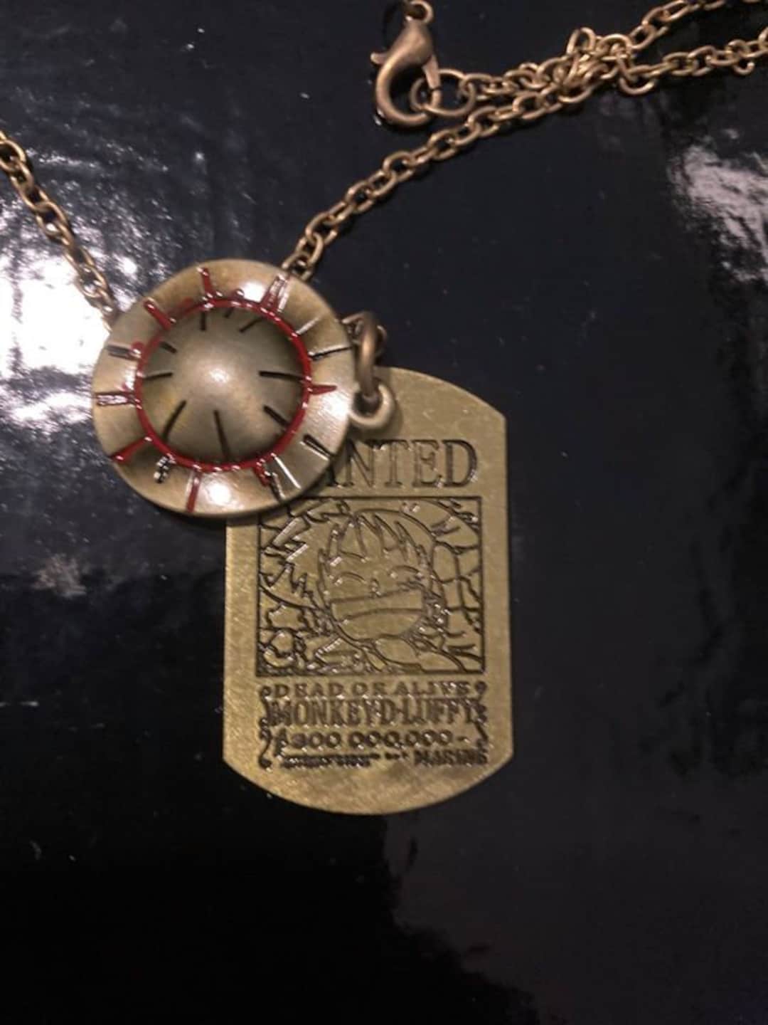 Buy One Piece Luffy Golden Necklace Anime Jewelry in Stainless Steel ...