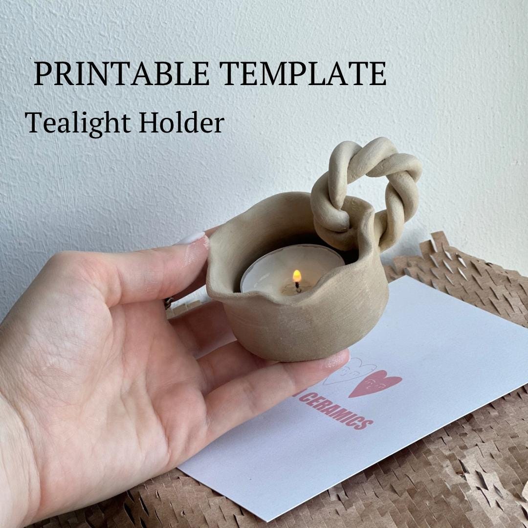 Handcrafted Tealight Pottery Slab Building Template With Braided Design ...