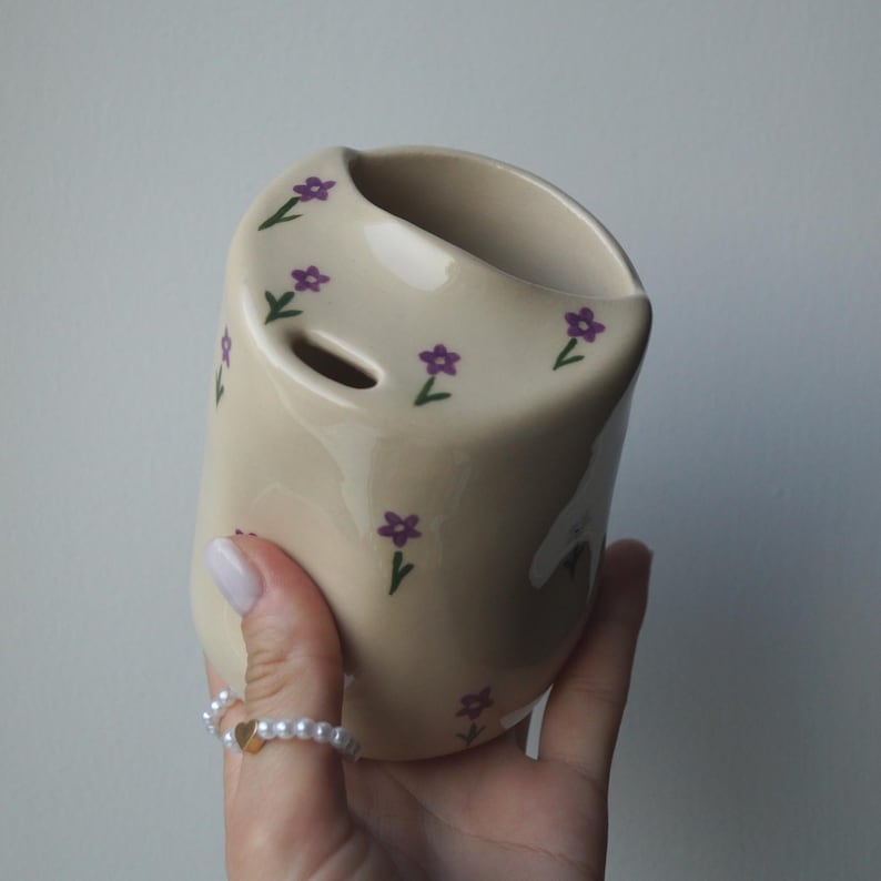 Travel Ceramic Cups, Handmade Ceramic Travel Mug With Lid Flower: to Go ...