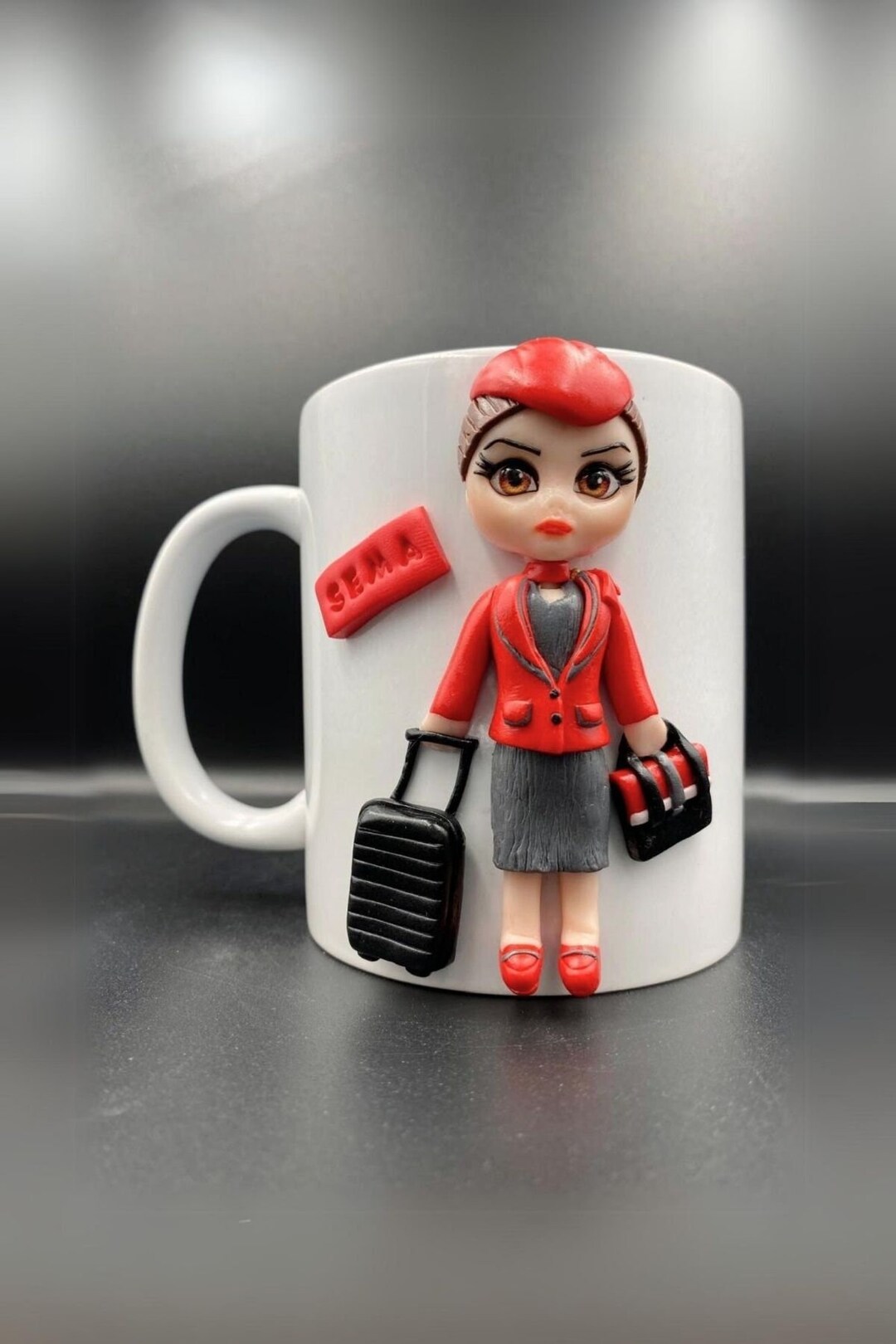 Personalized Air Hostess Mug, Handmade Flight Attendant Gift, Polymer ...