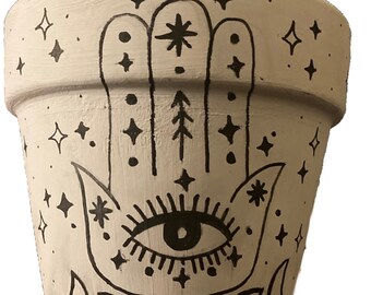 Hand Painted Moon Phases Mystical Evil Eye 3" Terracotta Pot ~ Indoor ...