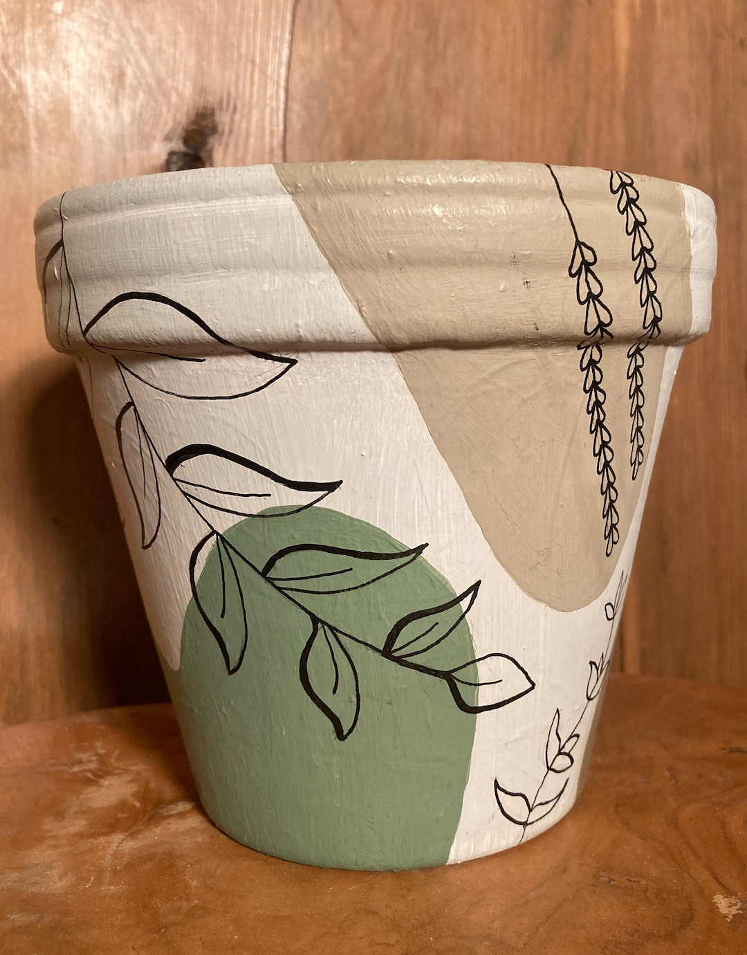 Hand Painted Boho Botanical 6" Terracotta Pot ~ Indoor Planter ~ Home ...