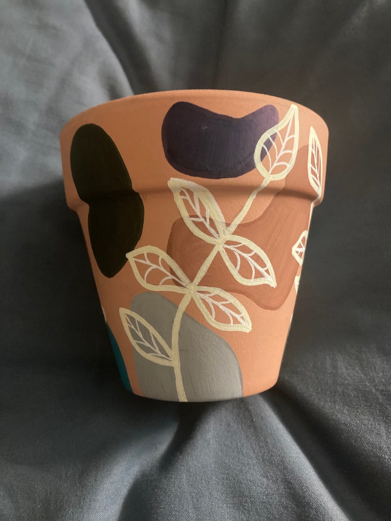 Hand Painted Boho Botanical 4" Terracotta Pot ~ Indoor Planter ~ Home ...
