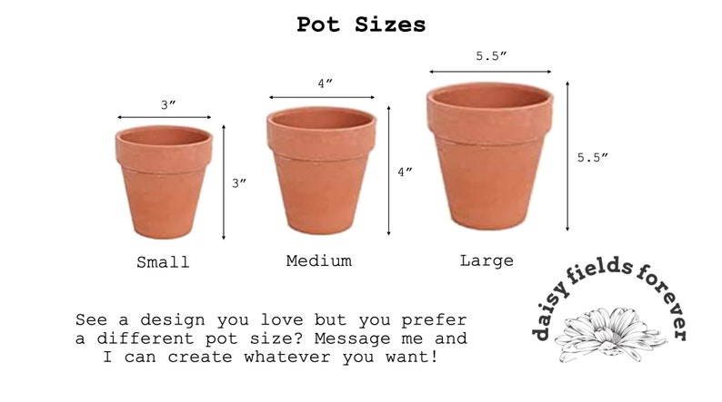 Hand Painted Boho Botanical 3" Terracotta Pot ~ Indoor Planter ~ Home ...