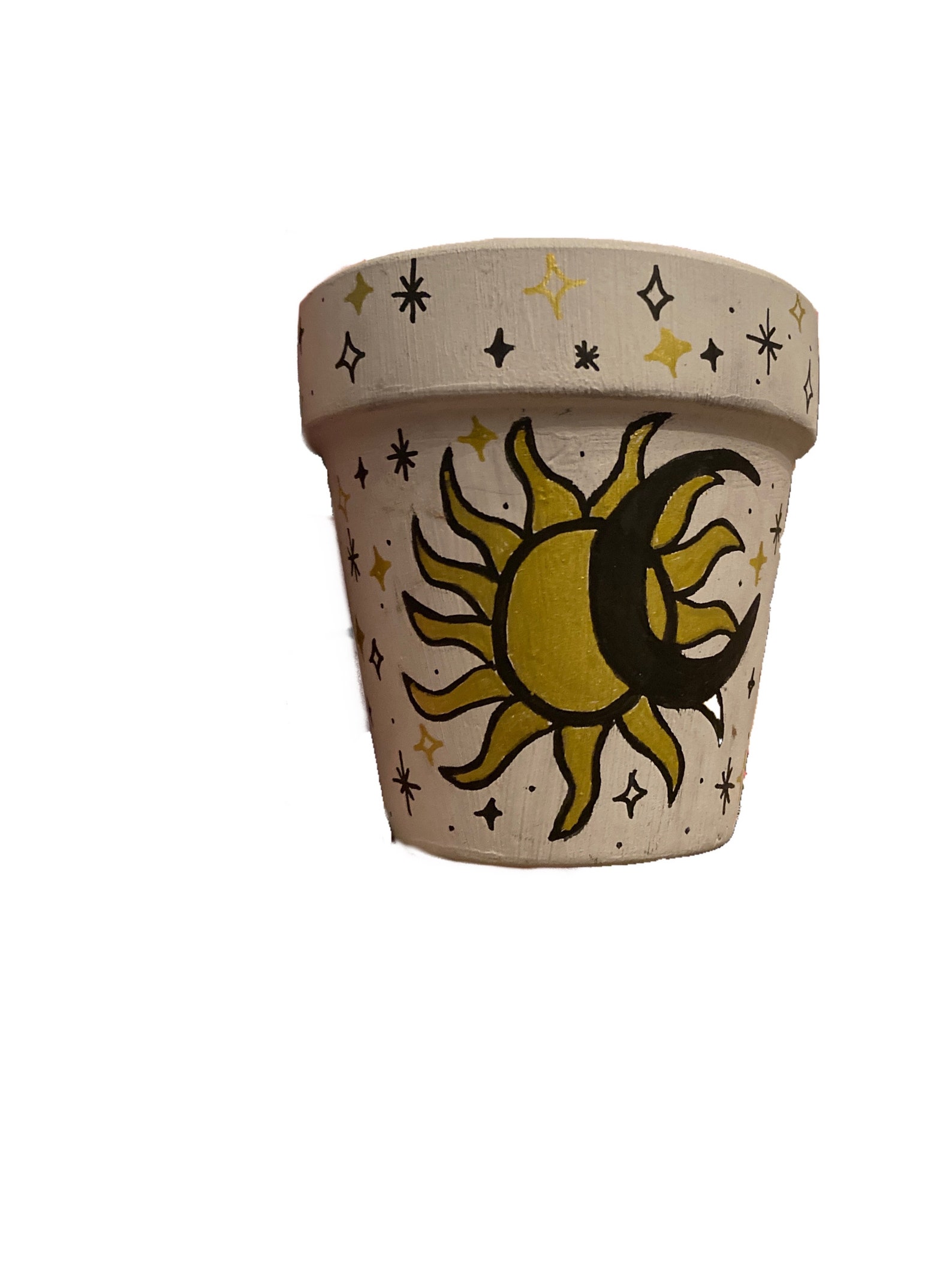 Hand Painted Sun & Moon Mystical Design 3" Terracotta Pot ~ Indoor ...
