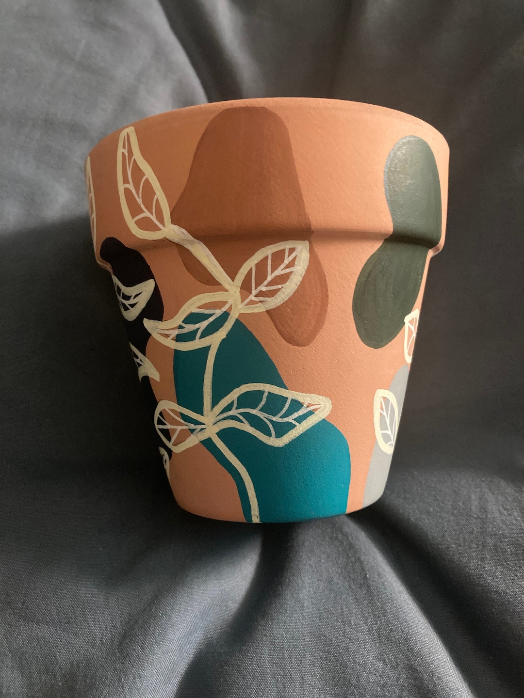 Hand Painted Boho Botanical 4" Terracotta Pot ~ Indoor Planter ~ Home ...