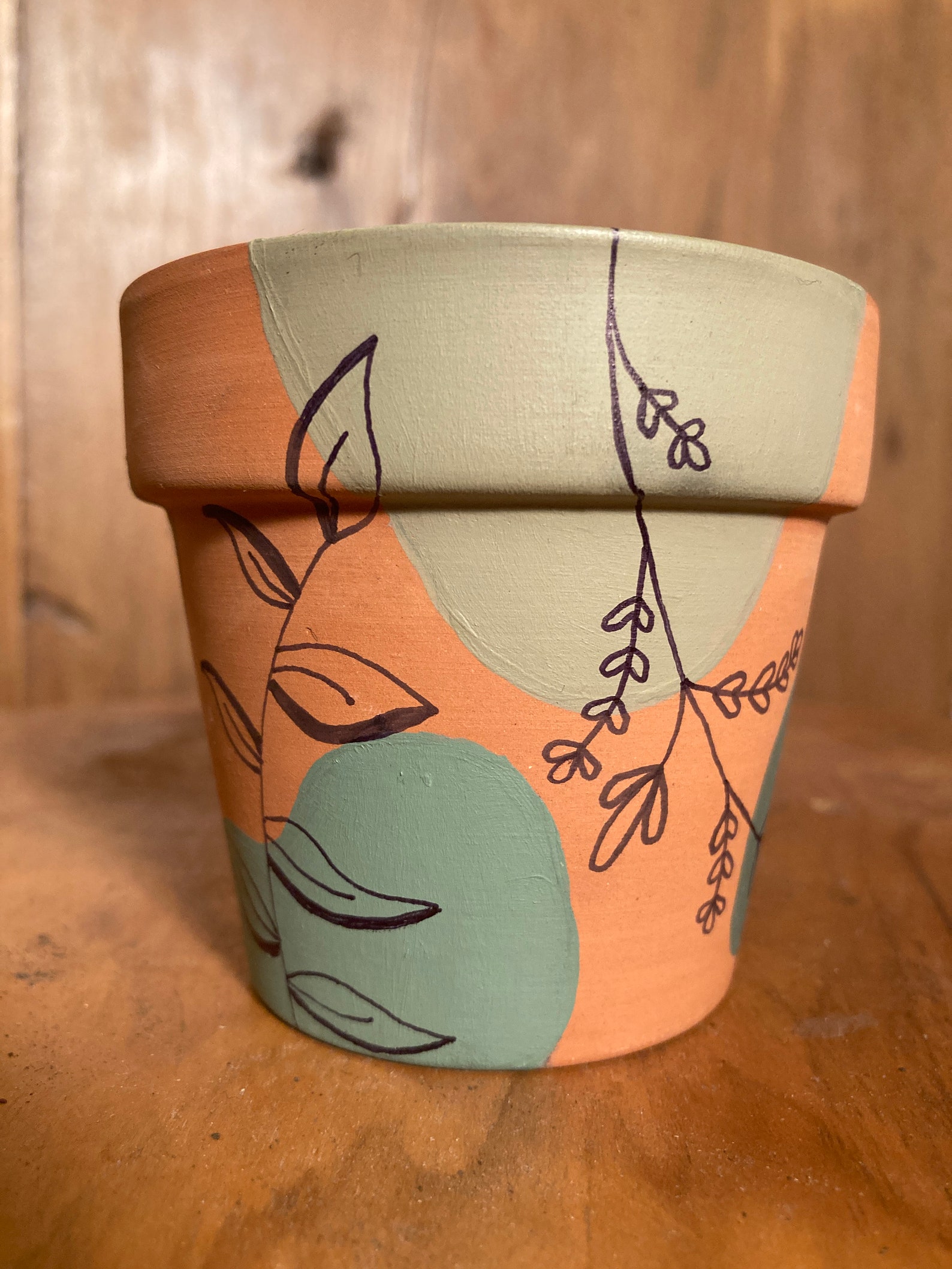 Hand Painted Boho Botanical 3" Terracotta Pot ~ Indoor Planter ~ Home ...