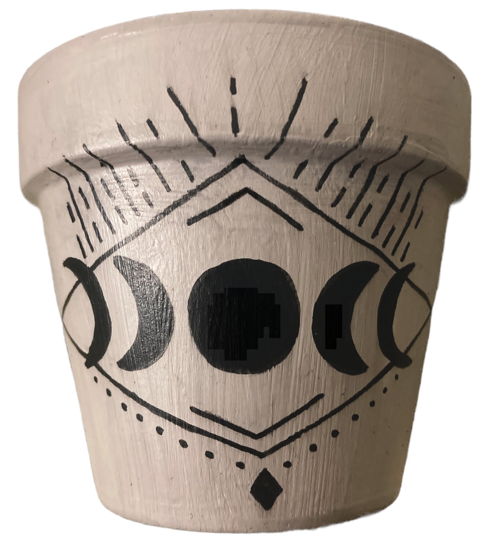 Hand Painted Mystical Moon Phase Celestial Design 3.5" Terracotta Pot ...