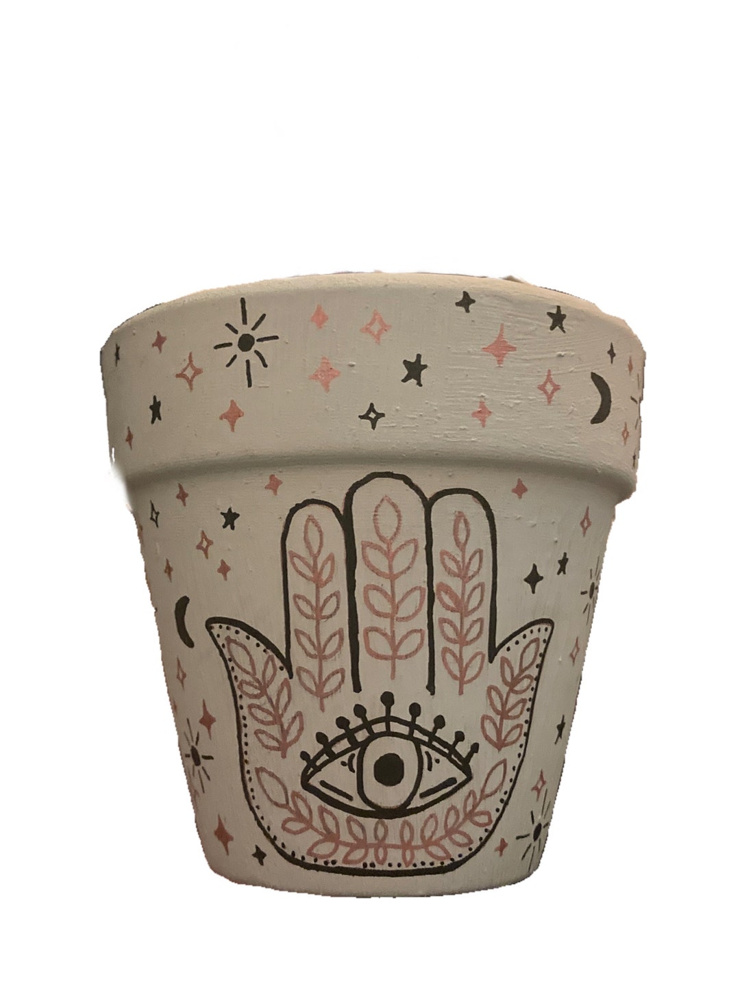 Hand Painted Mystical Evil Eye Hand Design 4" Terracotta Pot ~ Indoor ...