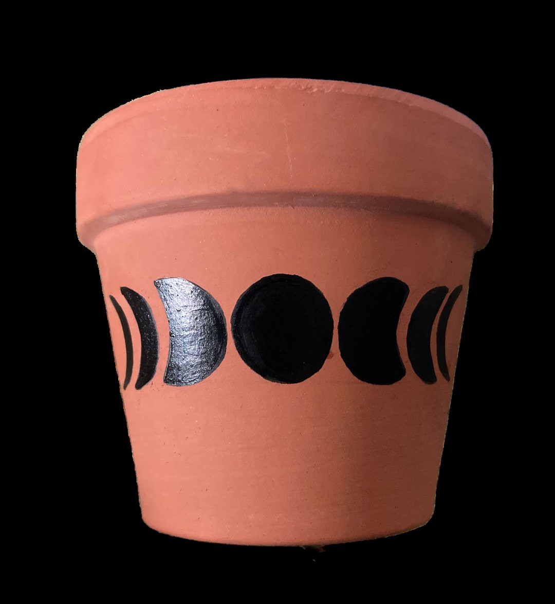 Hand Painted Celestial Moon Phase Design 3.5" Terracotta Pot ~ Indoor ...