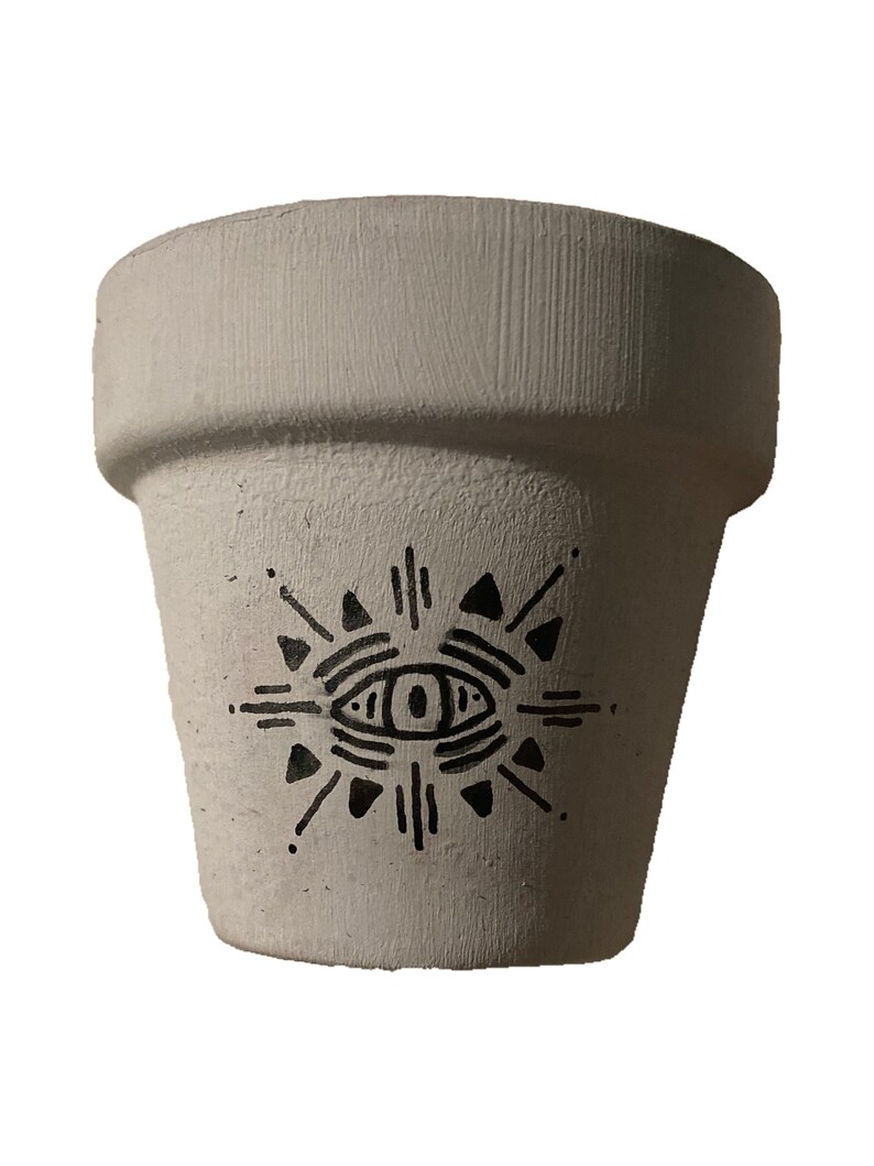 Hand Painted Boho Mystical Evil Eye Terracotta Pot Indoor Planter Home ...