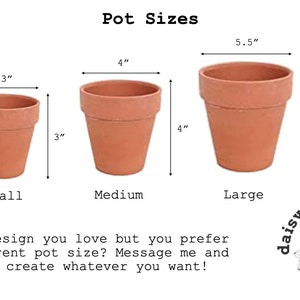 Hand Painted Boho Botanical 3" Terracotta Pot ~ Indoor Planter ~ Home ...