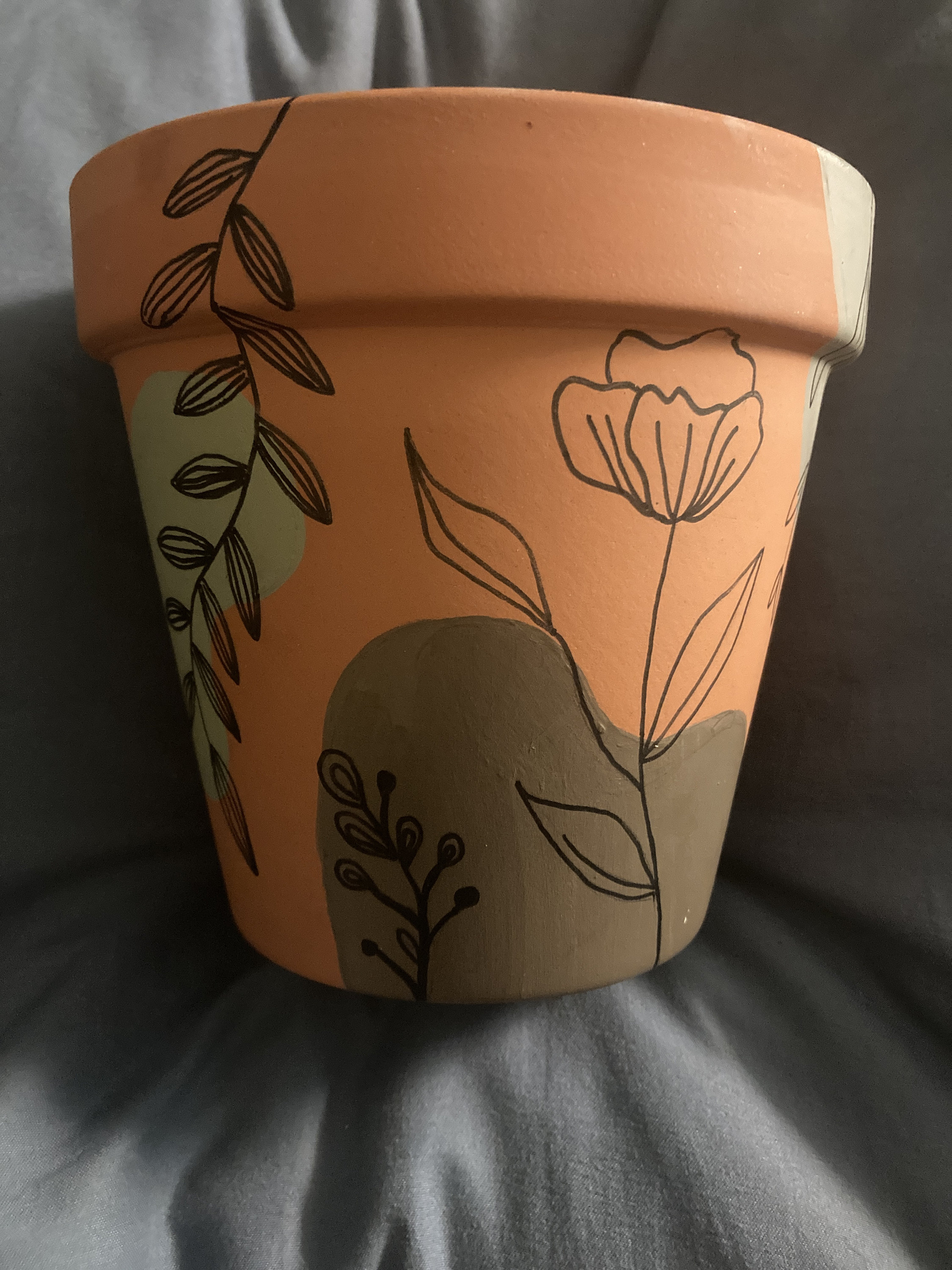 Hand Painted Boho Botanical 3 Terracotta Pot Indoor Planter Home Decor ...