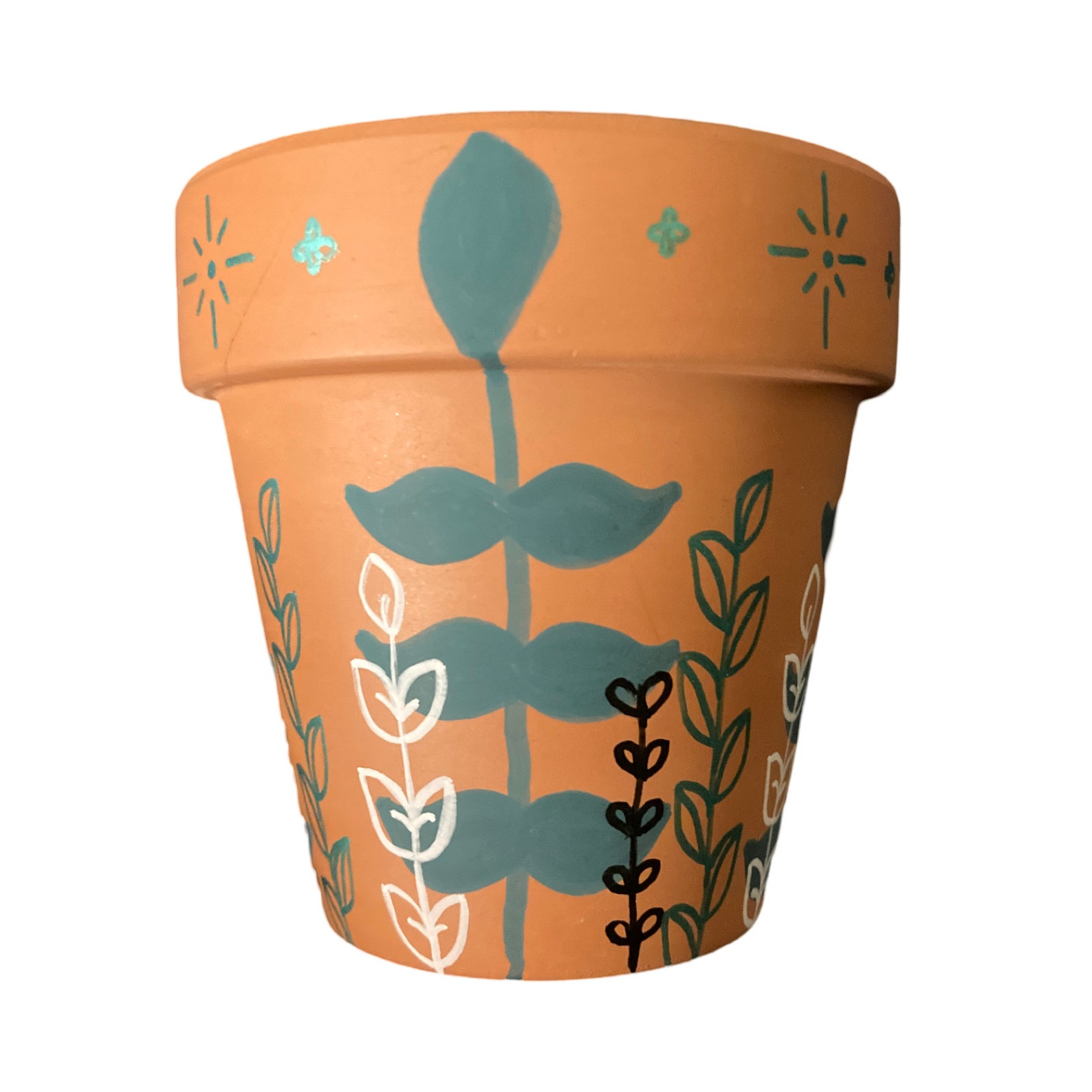 Hand Painted Boho Botanical 3" Terracotta Pot ~ OTHER COLORS AVAILABLE ...