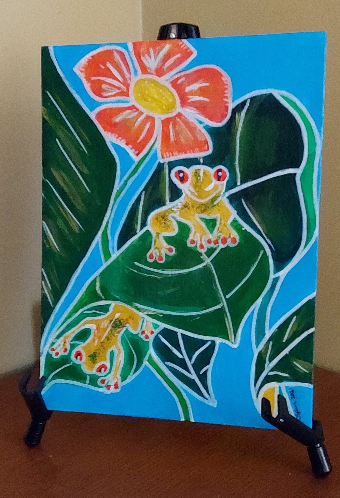 SALE! Whimsical Frogs and Leaves Part 2 Acrylic Painting 9x12 Canvas ...