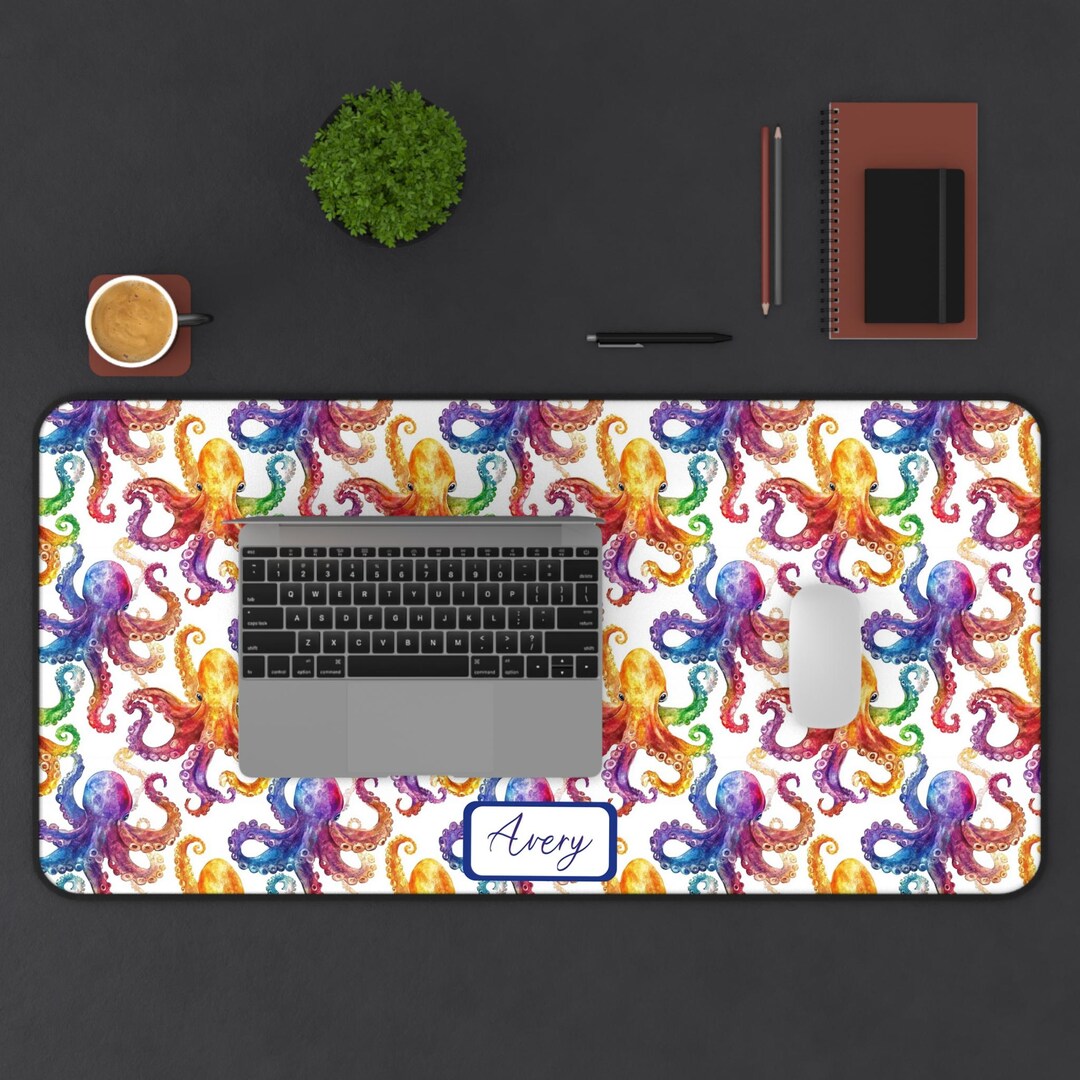 Personalized Octopus Desk Mat - Colorful Sea Creature Mouse Pad in 3 ...