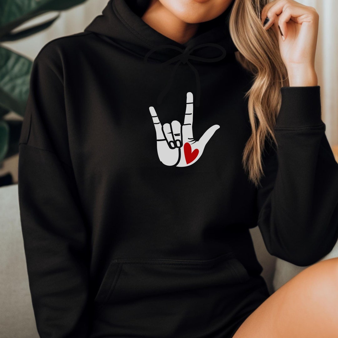 ASL I Love You Hoodie, Sign Language Gift, Deaf Awareness Apparel ...