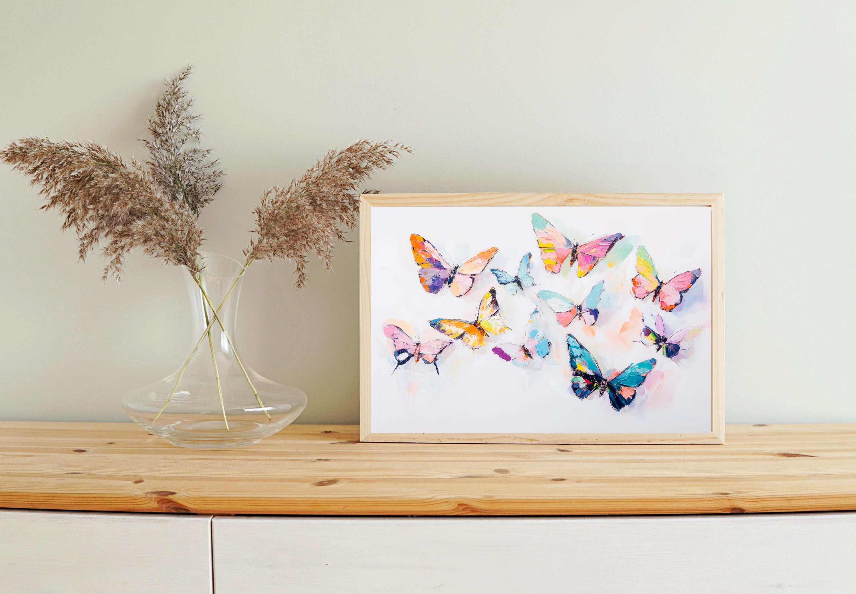 Pastel Butterfly Painting Colorful Abstract Insect Wall Art Print ...