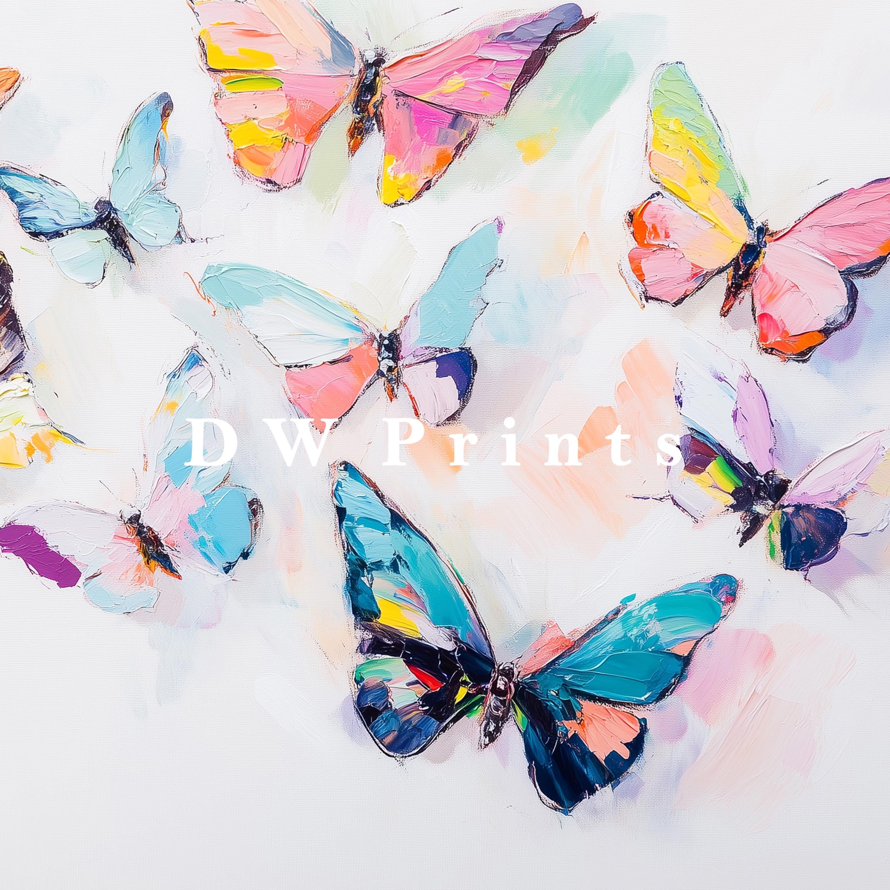 Pastel Butterfly Painting Colorful Abstract Insect Wall Art Print ...