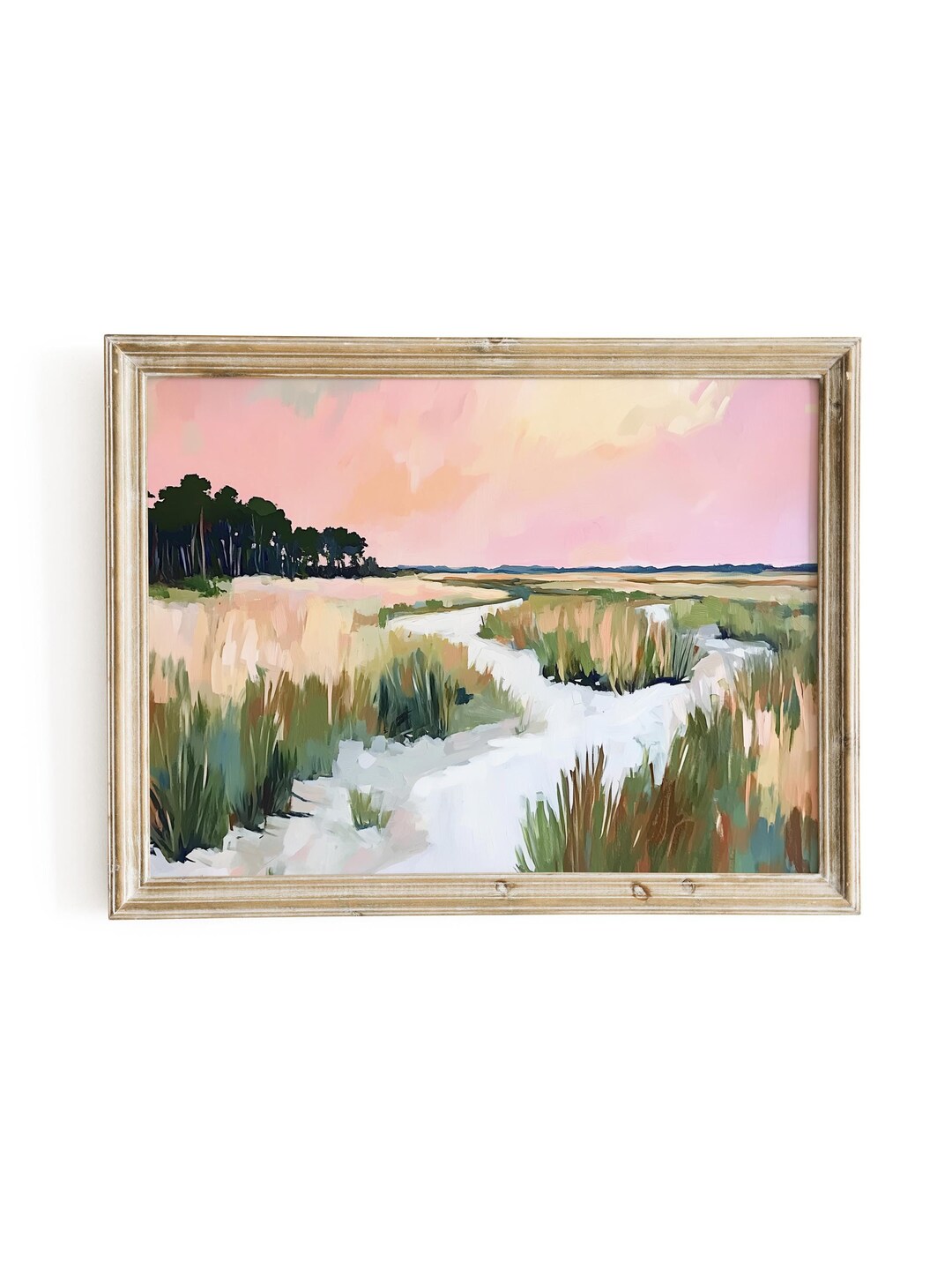 Summer Marsh Sunset Landscape Painting Coastal Watercolor Wall Art ...