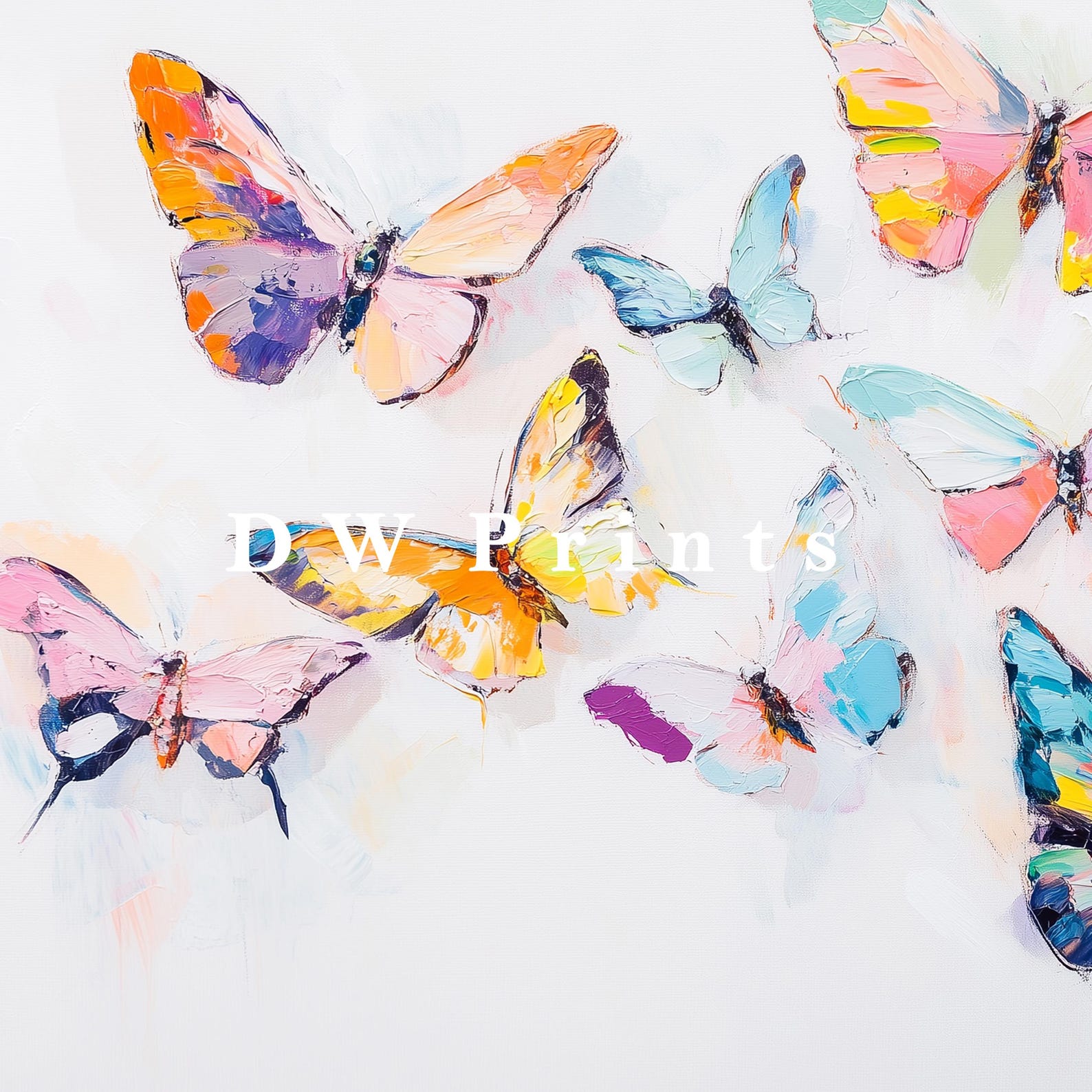 Pastel Butterfly Painting Colorful Abstract Insect Wall Art Print ...