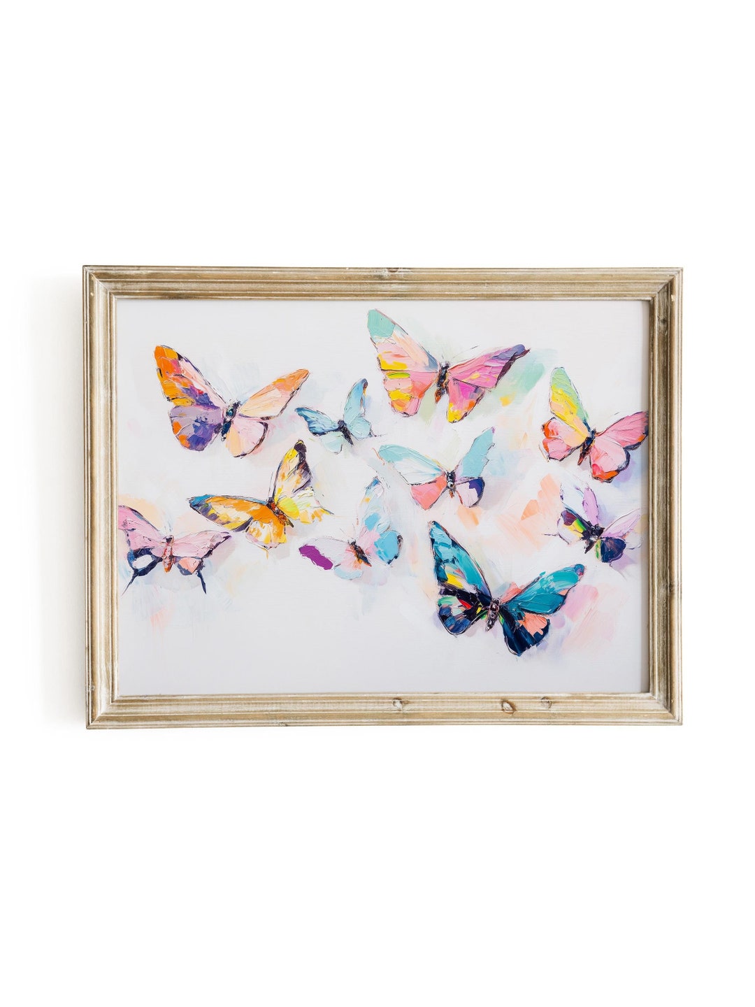 Pastel Butterfly Painting Colorful Abstract Insect Wall Art Print ...