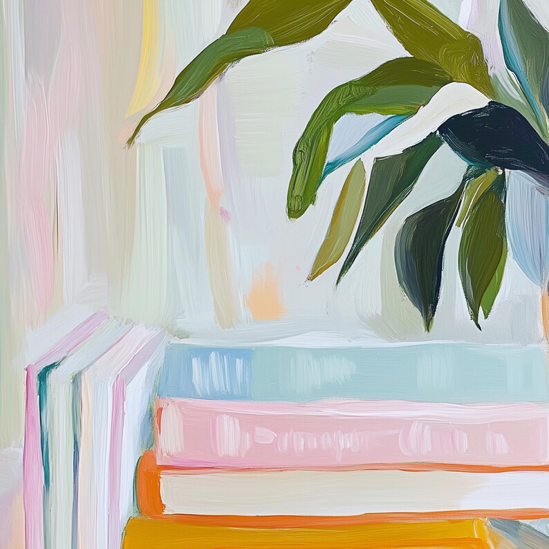 Pink Preppy Book Print | Cute Reading Nook Wall Art Printable | Cozy ...