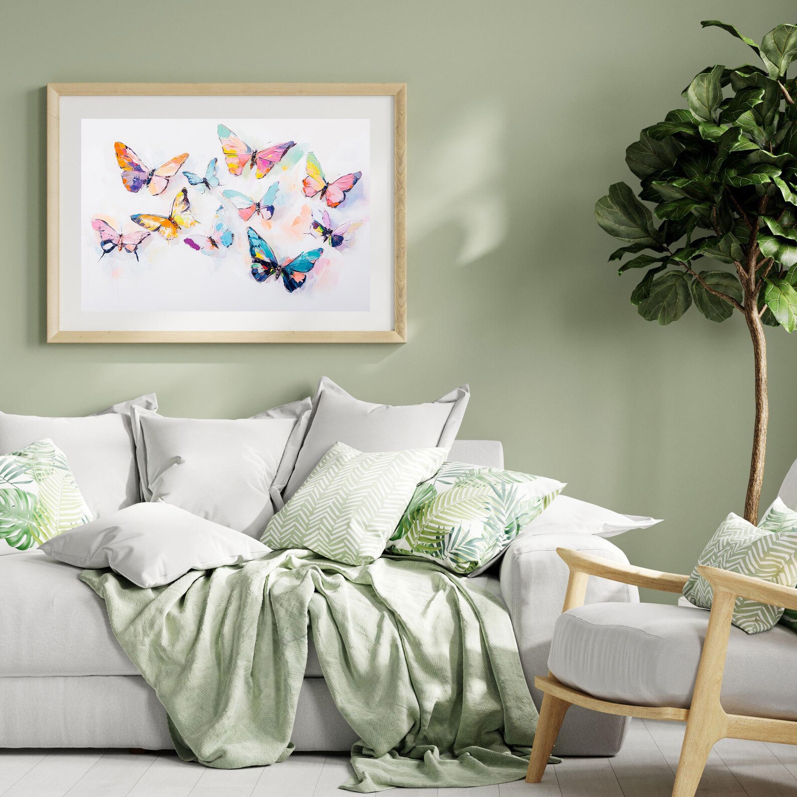 Pastel Butterfly Painting Colorful Abstract Insect Wall Art Print ...