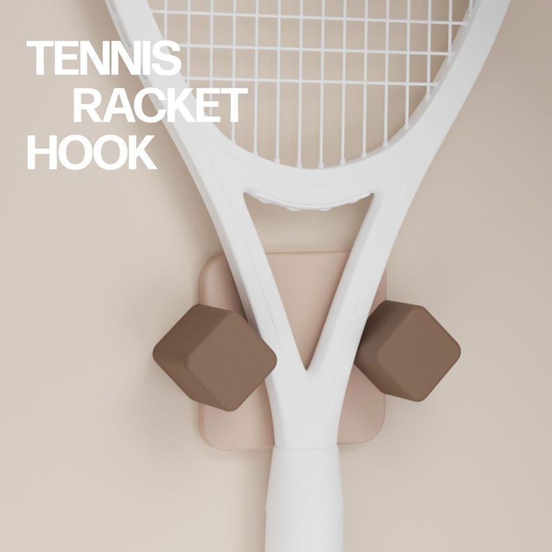 Minimal Wall Hook, Scandi Home Decor, Wall Hooks, Tennis Racquet Hanger, Racket Organizer ...
