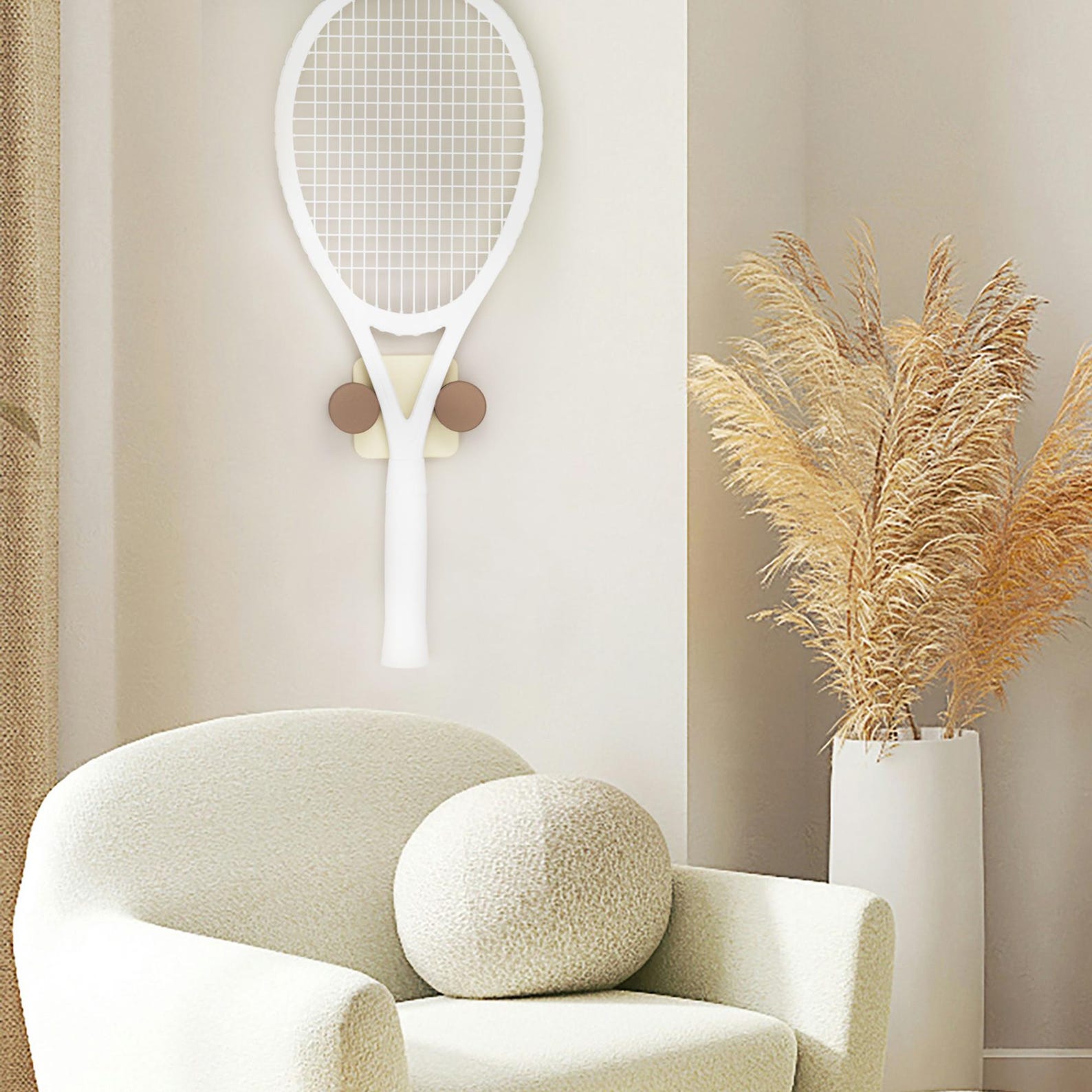 Stick-on Tennis Racquet Hanger, Minimal Wall Hook, Scandi Home Decor ...
