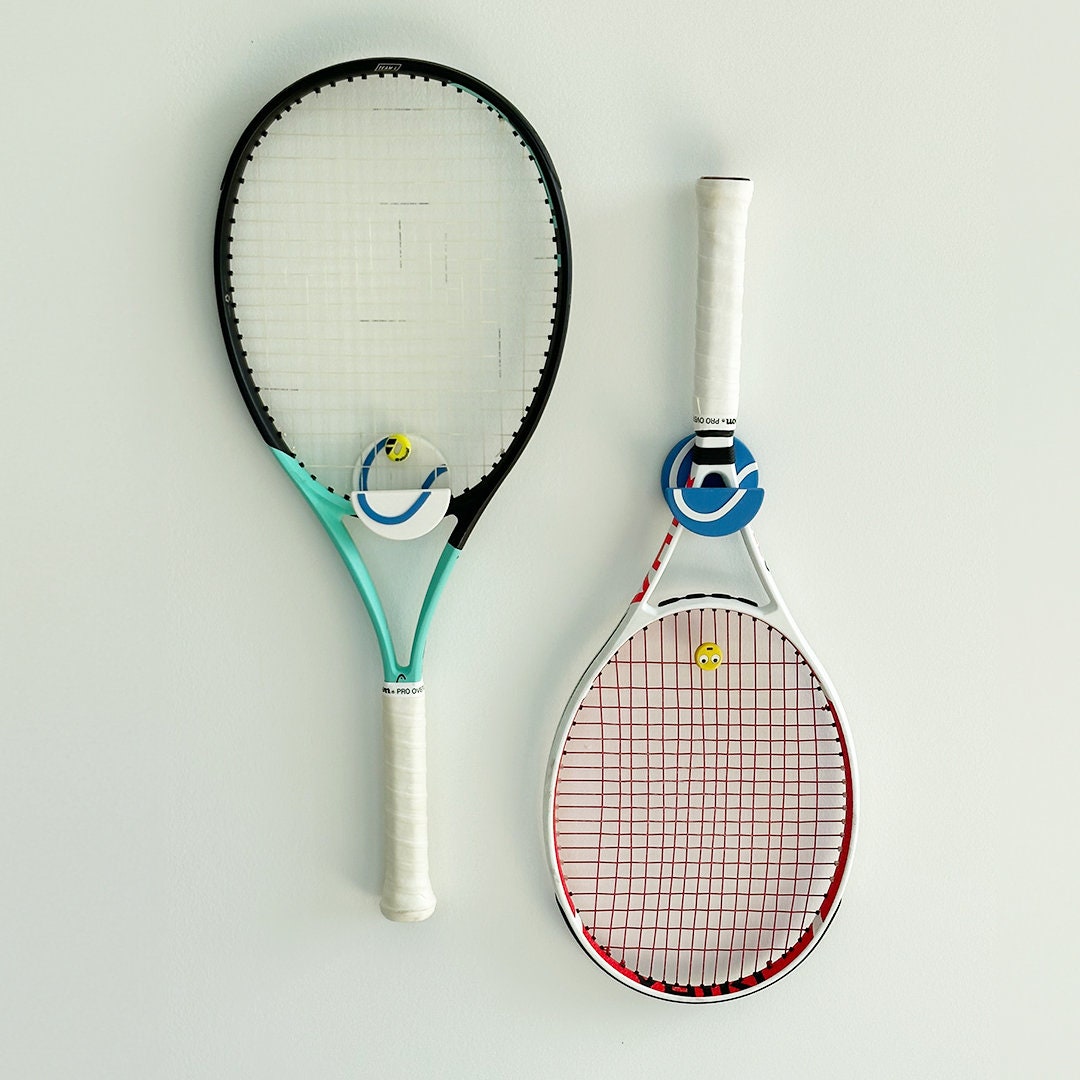 Tennis Racquet Holder Set, Easy Peel & Stick, Racket Display Organizer ...