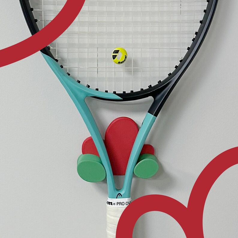 Unique Flower Tennis/squash Racquet Hanger, Easy Peel & Stick Racket ...