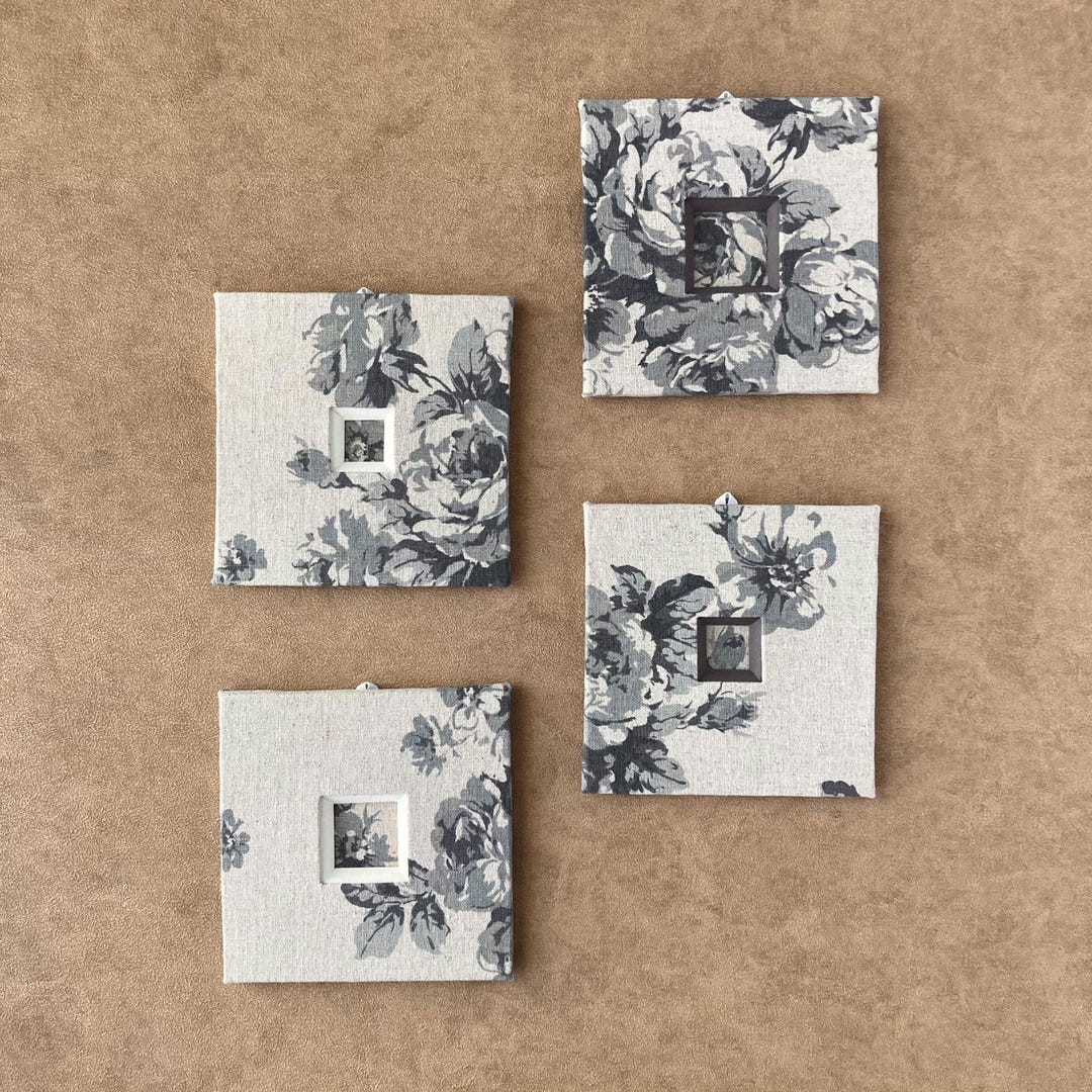 Textile Original Wall Art by French Framing Technique. 《set of 4》work ...