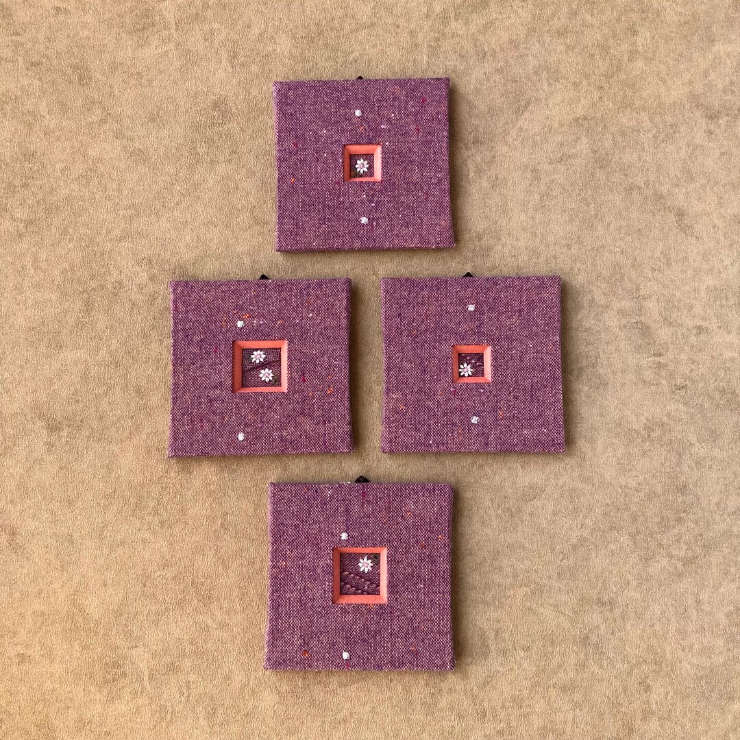 Textile Original Wall Art by French Framing Technique《set of 4》interior ...