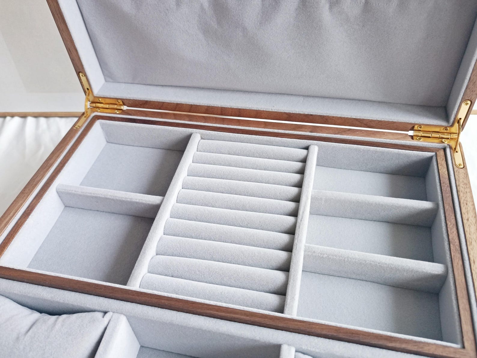 Large Layered Jewelry Box, Personalized Walnut Jewelry Box, Bridal ...