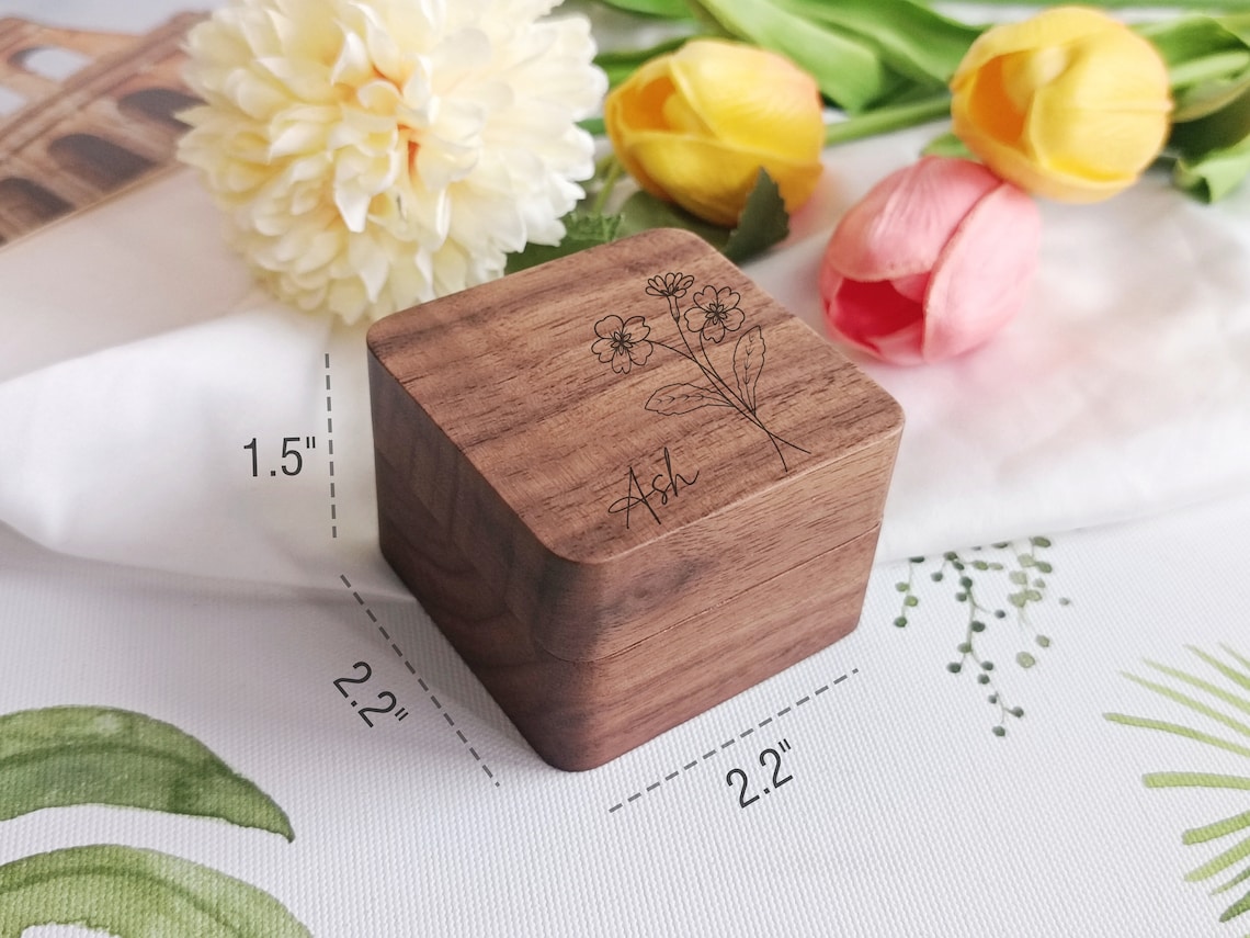 Single Slot Ring Box, Custom Walnut Ring Box, Personalized Wedding ...
