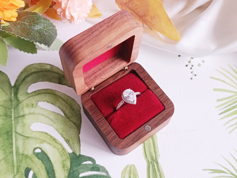 Single Slot Ring Box, Custom Walnut Ring Box, Personalized Wedding ...