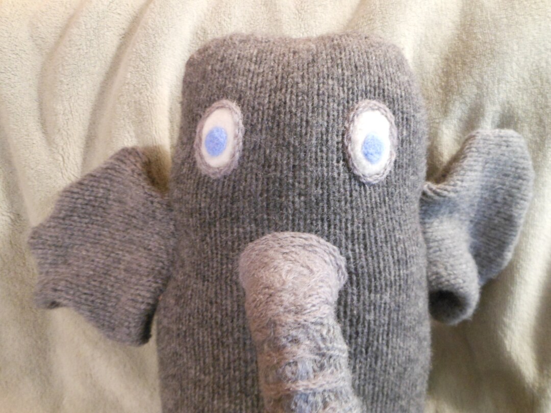 Stuffed Plush Wool Elephant From Upcycled Repurposed Sweater - Etsy