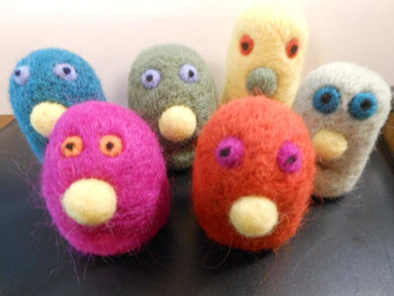 Little Yellow Wool Needle Felted Friendly Monster - Etsy