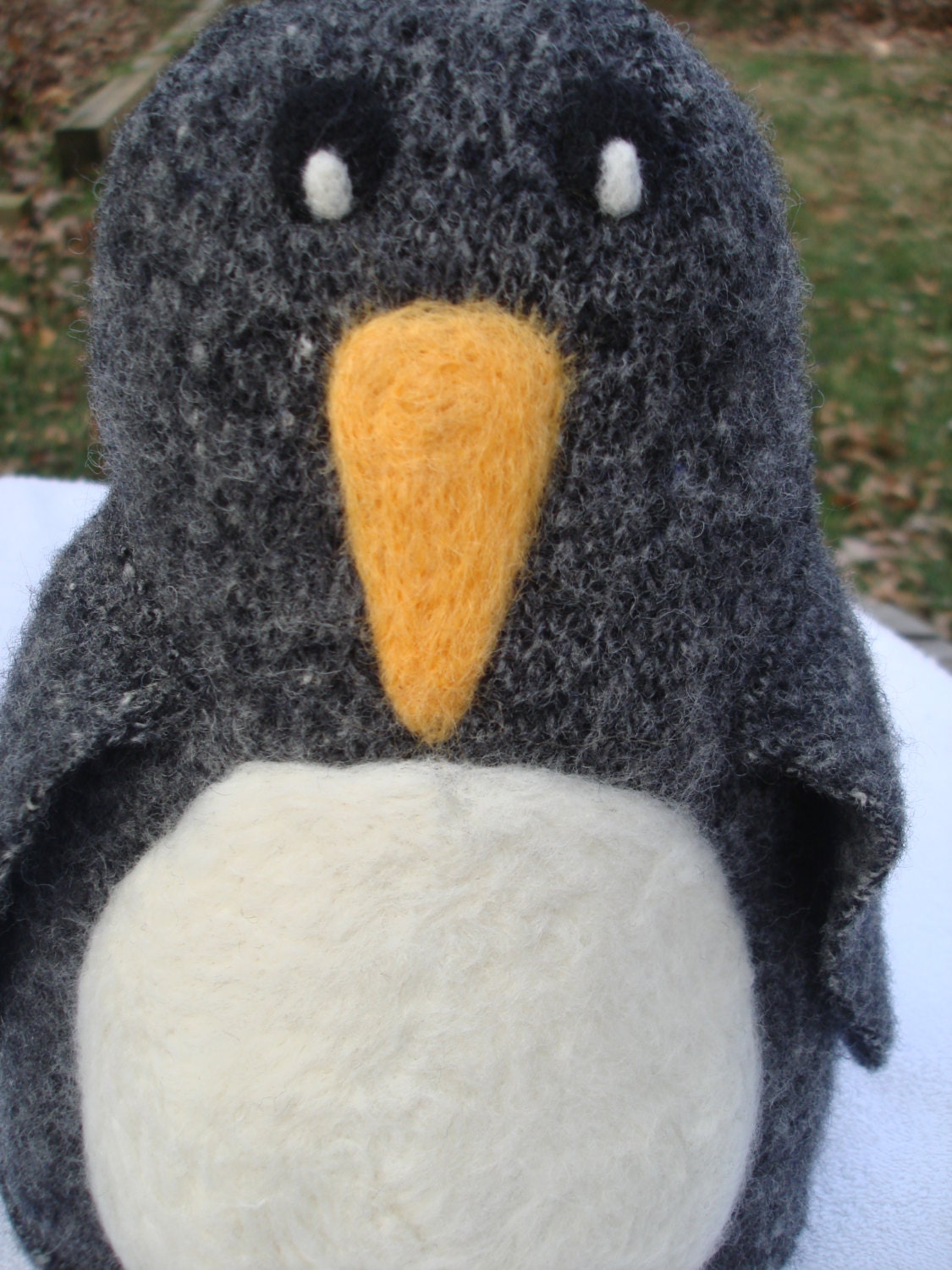 Plush Penguin Up-cycled Wool Sweater Needle Felted - Etsy