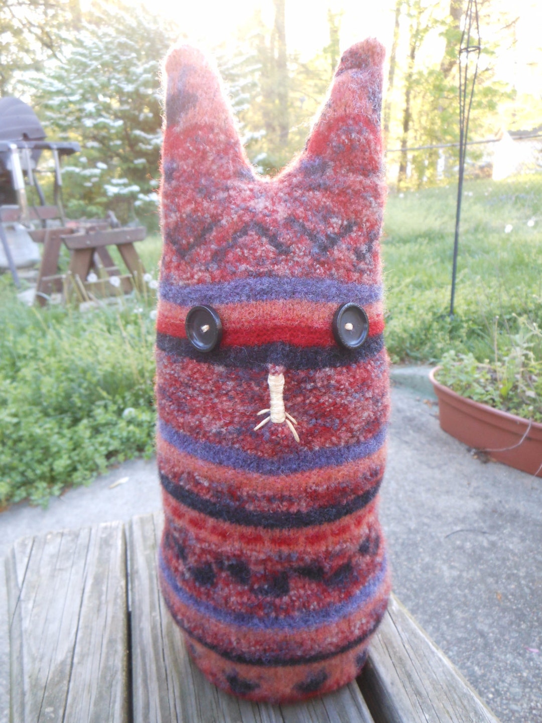 Stuffed Plush Wool Cat From Repurposed Sweater Sleeve - Etsy