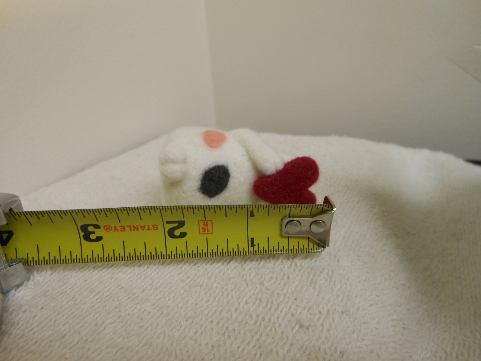 Needle Felted Wool White Pig With Pink and Black Spots Holding a Red ...