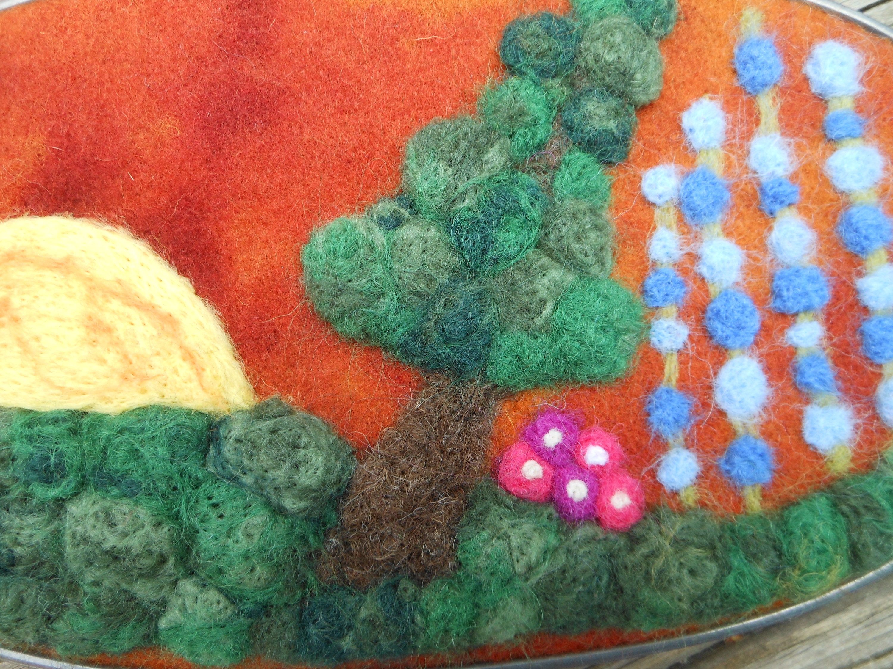 Wool Needle Felted Picture Wall Hanging Tree Sun Flowers - Etsy