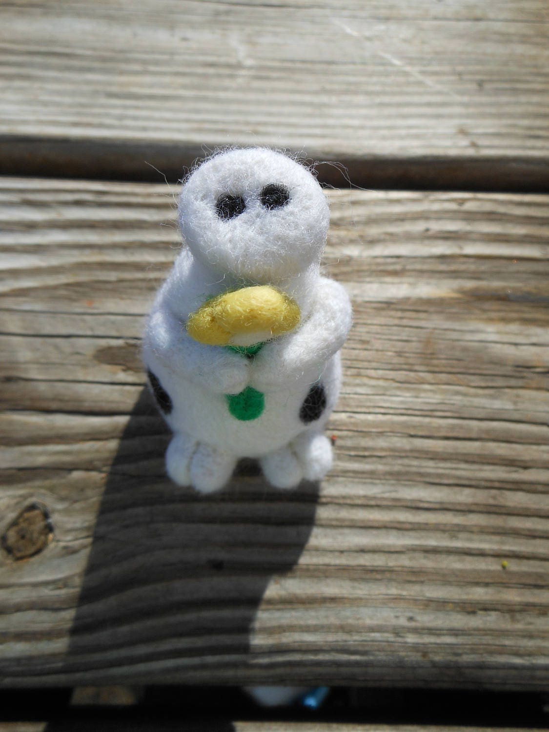 Small Wool Needle Felted White Pig With Black Spots Holding a Flower - Etsy