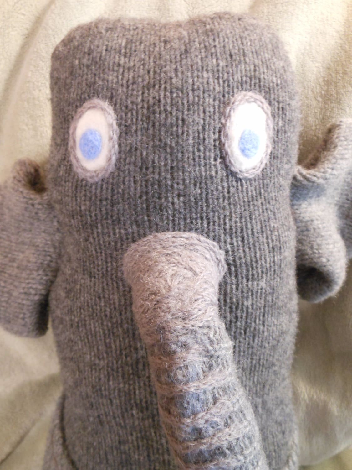 Stuffed Plush Wool Elephant From Upcycled Repurposed Sweater - Etsy