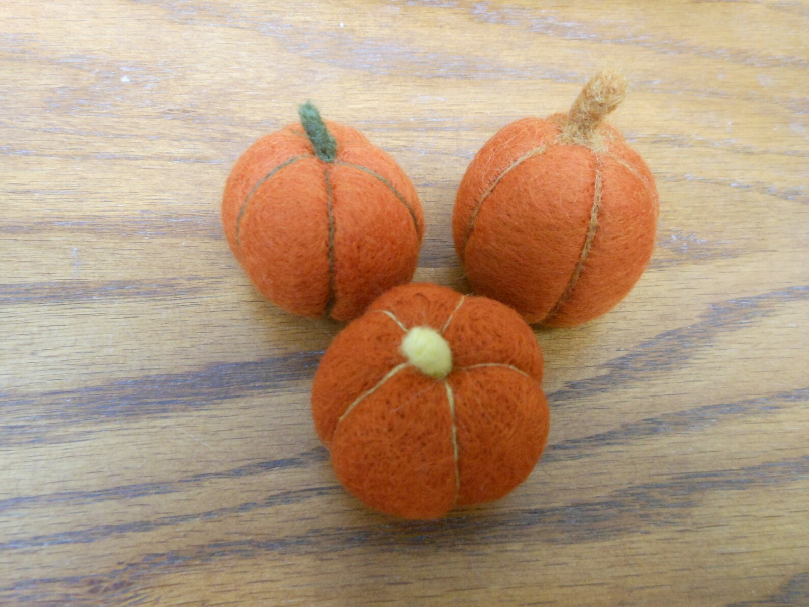 Needle Felted Pumpkins Trio 3 Small Wool Pumpkins - Etsy