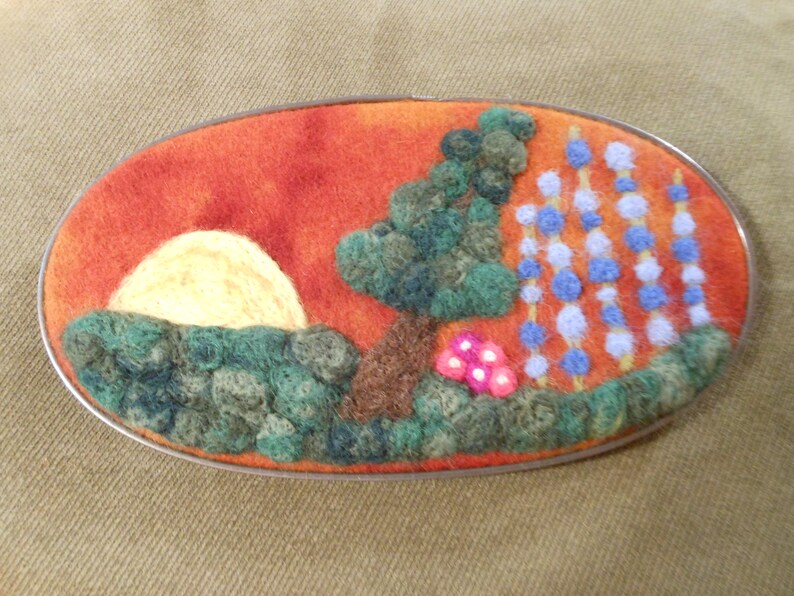 Wool Needle Felted Picture Wall Hanging Tree Sun Flowers - Etsy
