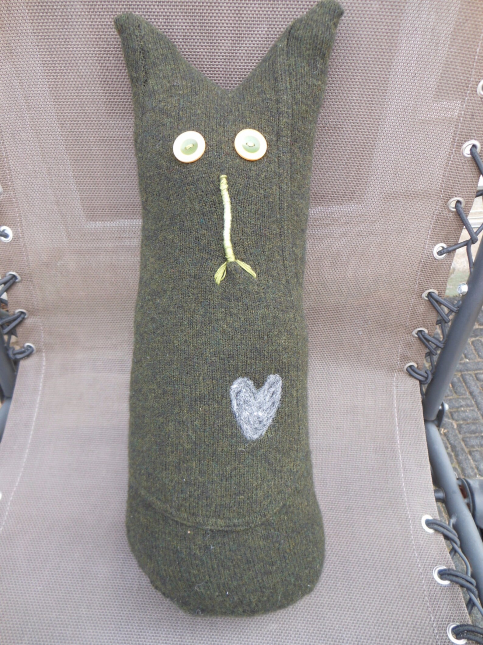 Plush Wool Primitive Cat From Repurposed Sweater Sleeve With Needle ...