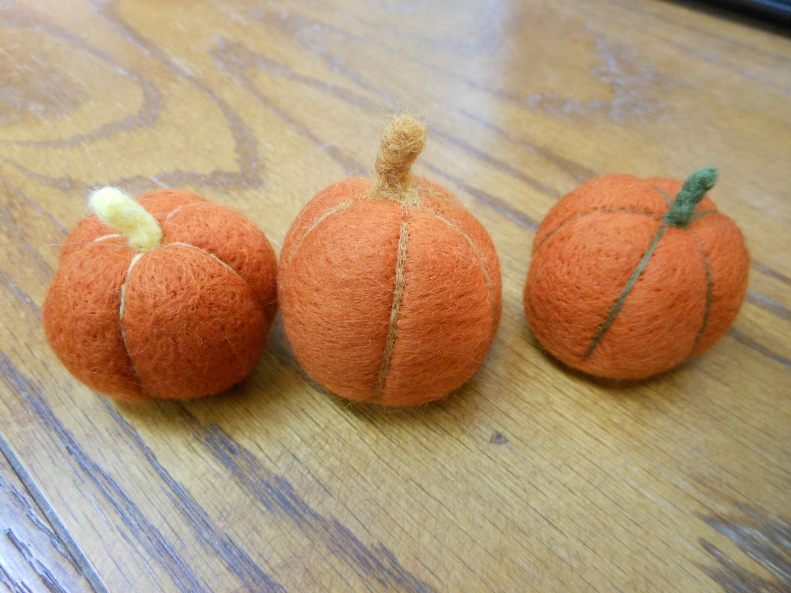 Needle Felted Pumpkins Trio 3 Small Wool Pumpkins - Etsy